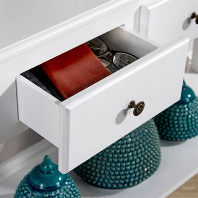 Home Source Garda 3 Drawer Hallway Console Table White