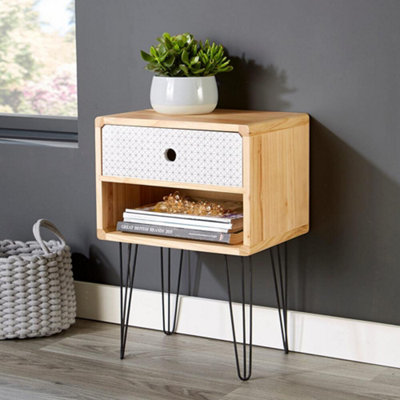 Home Source Genoa 1 Drawer Bedside Table Unit Natural | DIY at B&Q