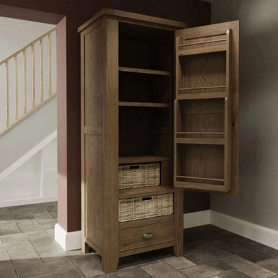 Home Source Holcombe Fully Assembled Solid Wood with Oak Veneer Single ...