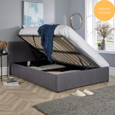 Home Source Horizon Ottoman Side Gas Lift Storage Double Bed & 4ft 6 ...