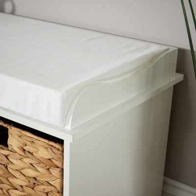 Home Source Lapworth 3 Wicker Basket Padded Storage Bench