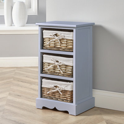 Home Source Lichfield Fully Assembled 3 Wicker Basket Drawer Chest ...