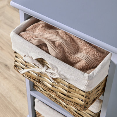 Home Source Lichfield Fully Assembled 3 Wicker Basket Drawer Chest ...