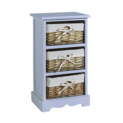 Home Source Lichfield Fully Assembled 3 Wicker Basket Drawer Chest ...