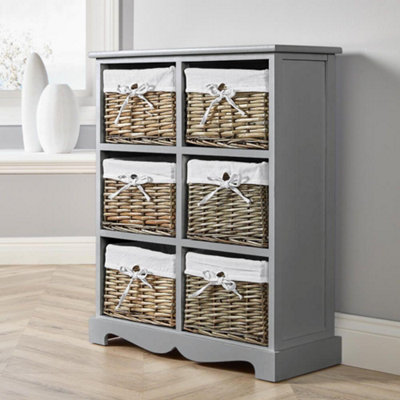 HOME SOURCE LICHFIELD FULLY ASSEMBLED 6 WICKER BASKET DRAWER CHEST ...