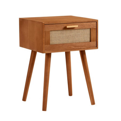 Home Source Livorno 1 Drawer Hessian Accent Bedside Table Storage Unit