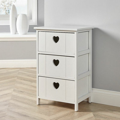 Home Source Lovestack Fully Assembled 3 Drawer Chest Storage Unit White
