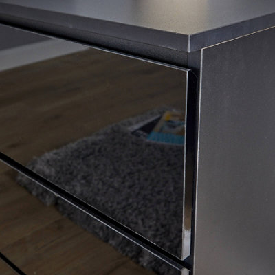 Home Source Lugano Black 6 Drawer Wide Chest of Drawers High Gloss ...