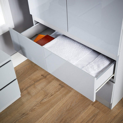 Home Source Lugano Grey 2 Door 2 Drawer Wardrobe High Gloss Door ...