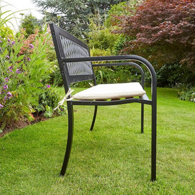 Home Source Meadow Outside Patio Garden Bench with Cushion Seat Pad