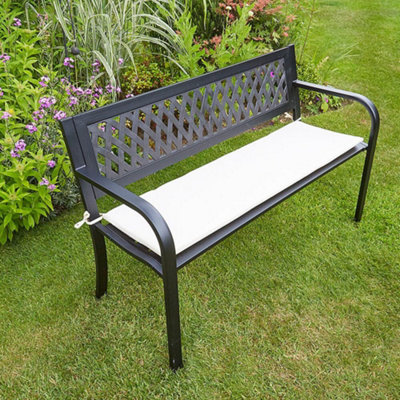 Home Source Meadow Outside Patio Garden Bench with Cushion Seat Pad