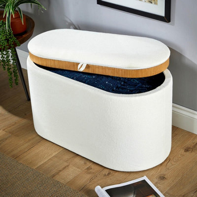 Home Source Merida White Storage Ottoman with Reversible Tray Top Lid