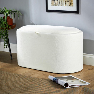 Home Source Merida White Storage Ottoman with Reversible Tray Top Lid