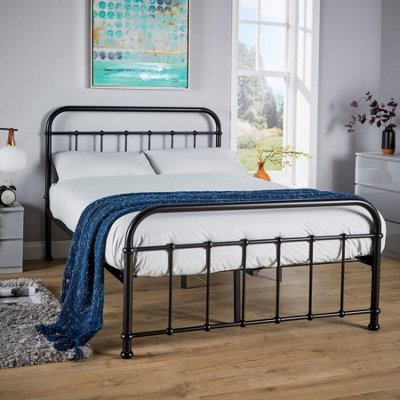 Home Source Minerva Vintage Style Black Metal Small Double Bed Frame