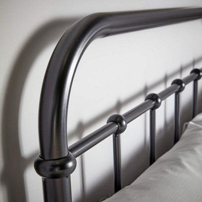 Home Source Minerva Vintage Style Black Metal Small Double Bed Frame