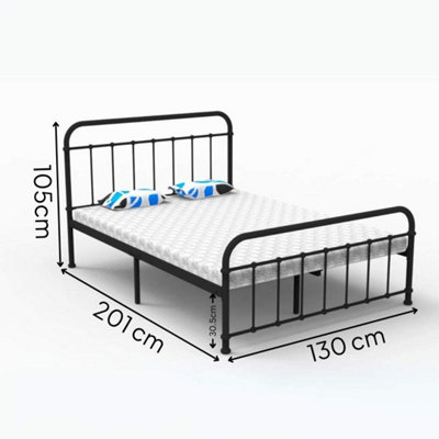 Home Source Minerva Vintage Style Black Metal Small Double Bed Frame