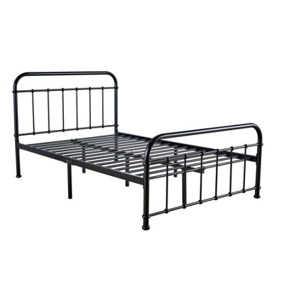 Home Source Minerva Vintage Style Black Metal Small Double Bed Frame