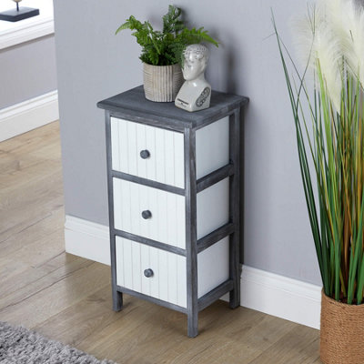 Home Source Mosbach Fully Assembled Wooden 3 Drawer Grey and White ...