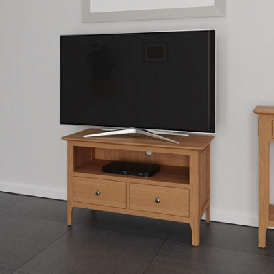 Home Source Natland Fully Assembled Solid Wood with Oak Veneer 2 Drawer ...