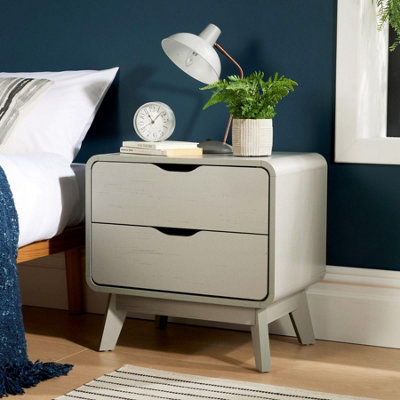 Home Source Nordica 2 Drawer Bedside Storage Unit Grey