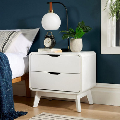 Home Source Nordica 2 Drawer Bedside Storage Unit White