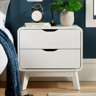 Home Source Nordica 2 Drawer Bedside Storage Unit White