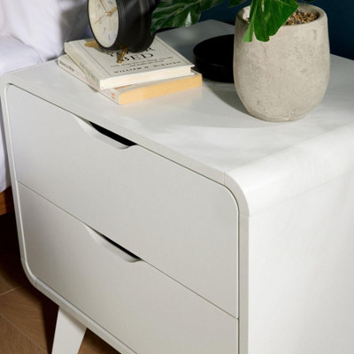 Home Source Nordica 2 Drawer Bedside Storage Unit White