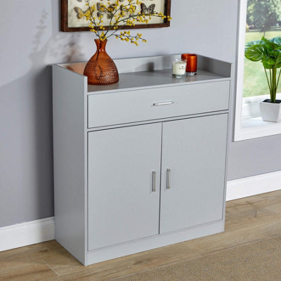 Home Source Novara Grey 2 Door Shoe Storage Drawer Cabinet
