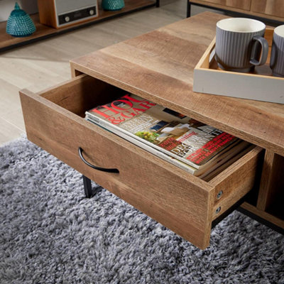Home Source Oakmere 1 Drawer Coffee Table Natural