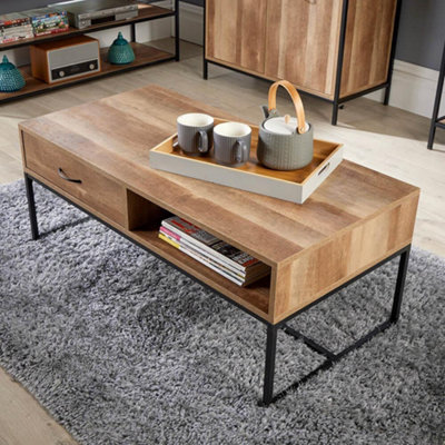 Home Source Oakmere 1 Drawer Coffee Table Natural