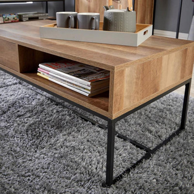 Home Source Oakmere 1 Drawer Coffee Table Natural