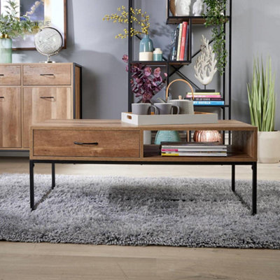 Home Source Oakmere 1 Drawer Coffee Table Natural