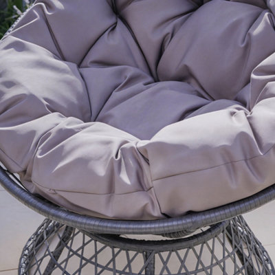 Home Source Oasis Dark Grey Cushioned Round Outdoor Papasan Chair