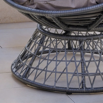 Home Source Oasis Dark Grey Cushioned Round Outdoor Papasan Chair