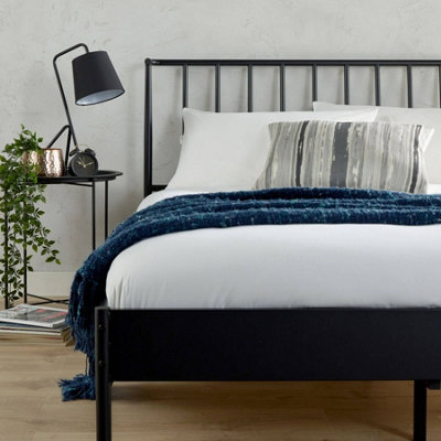 Home Source Odessa 5FT King Black Metal Bed Frame with Headboard