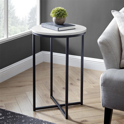 Home Source Orion Modern Side Lamp Table Marble Black | DIY at B&Q
