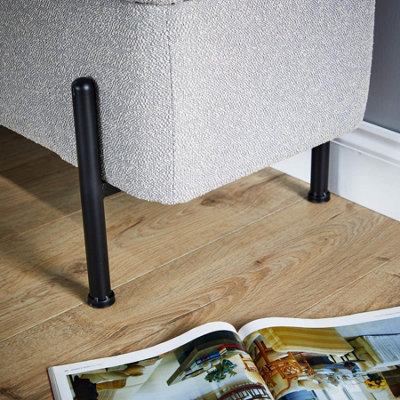 Home Source Plush Grey Boucle Storage Ottoman