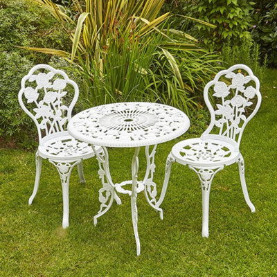 Home Source Rose Detail Outdoor Garden Bistro Patio Table and Chair Set ...