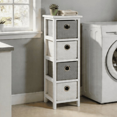 Home Source Sandringham 4 Drawer Storage Chest Unit White and Grey