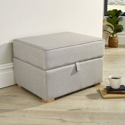Home Source Scott Square Footstool Ottoman Storage Stool Light Grey ...