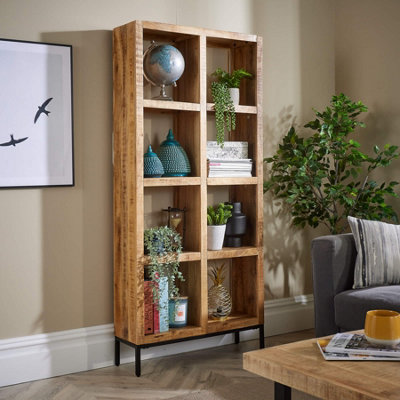 Home Source Stockton Mango Wood Tall 8 Shelf Bookcase | DIY at B&Q