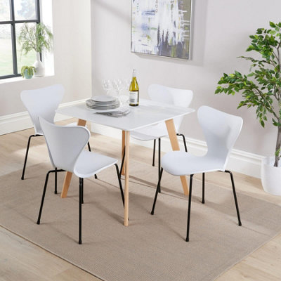 Home Source Trinity Dining Table and 4 White Penny Chairs