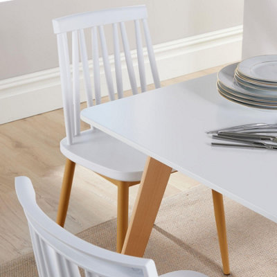 Home Source Trinity Table and 2 White Lucy Chairs
