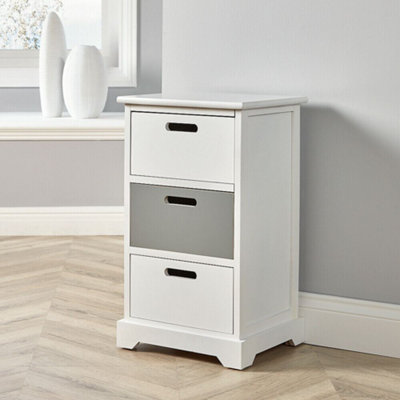 Home Source Ullswater Fully Assembled 3 Drawer Chest Storage Unit White ...