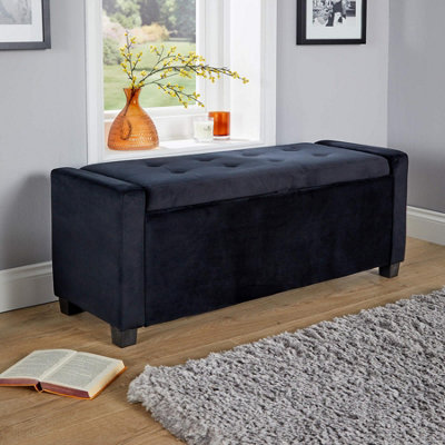 Velvet black ottoman store