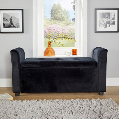 Velvet window seat with storage store