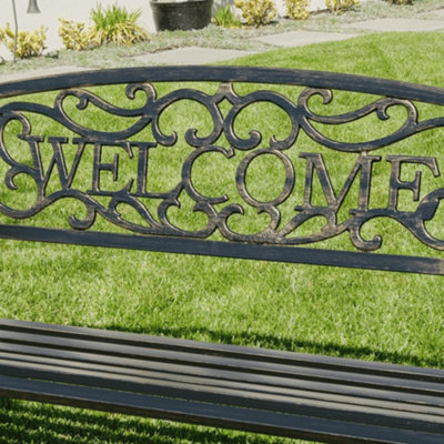 Home Source Welcome Outdoor Garden Bench Bronze