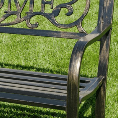 Home Source Welcome Outdoor Garden Bench Bronze