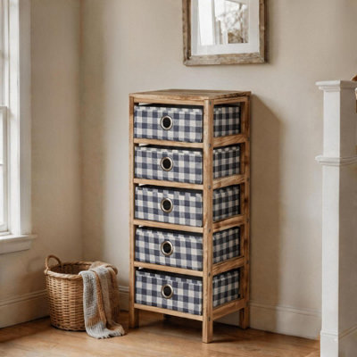 Home Source Weybourne Fabric 5 Drawer Storage Chest
