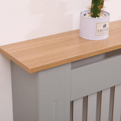 Home Source York Large Radiator Cover Dark Grey with Oak Effect Top